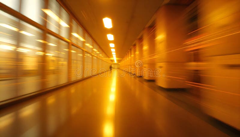 Golden Hour Corridor: a Motion Blur Masterpiece Stock Illustration ...