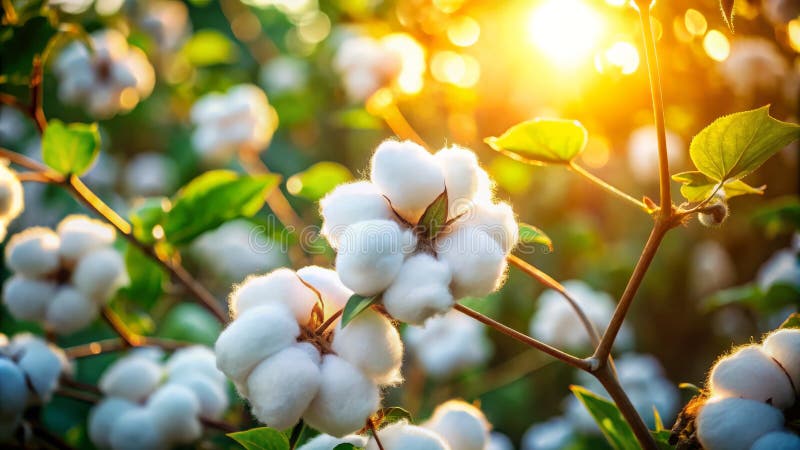 Golden Hour Cotton Close-up Composition Stock Illustration ...