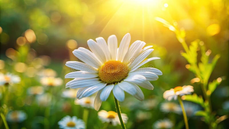 Golden Hour Daisy in a Meadow of Blooms. Generative AI Stock ...