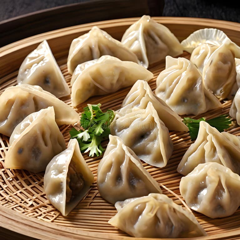 Golden Hour Dumpling Feast a Rustic Culinary Scene with Soft ...