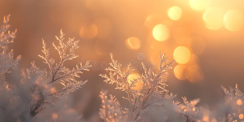 Golden Hour Frost Sparkling Winter Background Stock Illustration ...