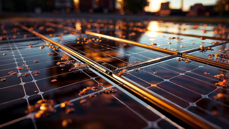 Golden Hour Glow: Solar Panel Captures Warmth of Sustainable Energy ...