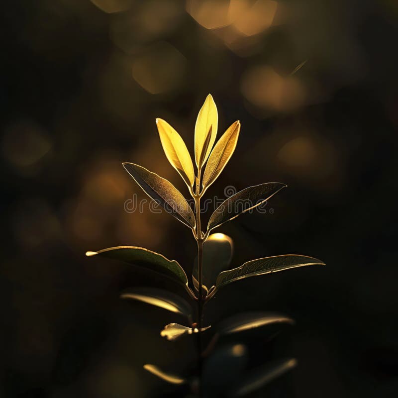 Golden Hour Illuminates a Young Plant S Leaves Stock Image - Image of ...