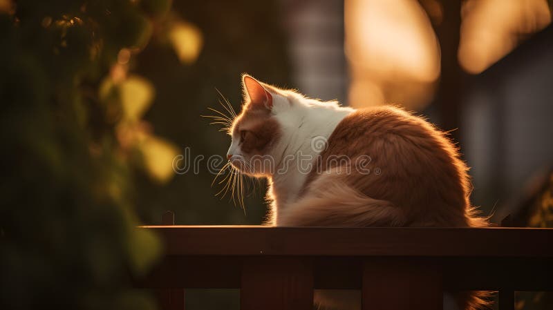 Golden Hour Magic: a Stunning Cat Captured Stock Illustration ...