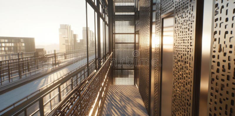 Golden Hour at Modern Building Reflects Architectural Design and Urban ...