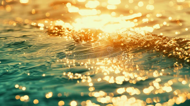 Golden Hour Ocean: Sparkling Water Texture & Abstract Reflections Stock ...