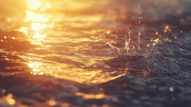 Golden Hour Ocean Water Splash Stock Illustration - Illustration of ...