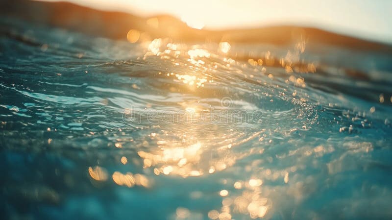 Golden Hour Ocean Wave Texture Stock Illustration - Illustration of ...