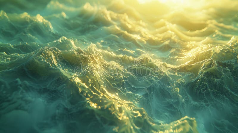 Golden Hour Ocean Waves: Abstract Sea Water Texture Background Stock ...
