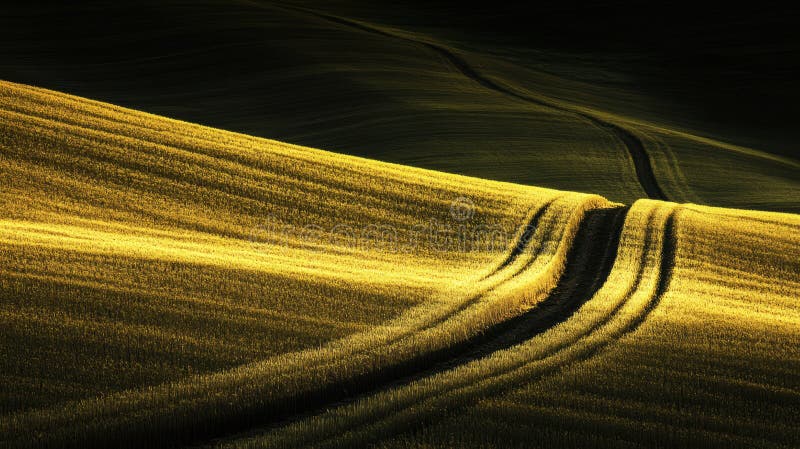 Golden Hour Over Rolling Wheat Fields Stock Photo - Image of sunrise ...