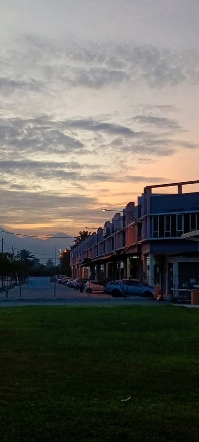 Golden Hour Over Shop Row stock photo. Image of earlymorning - 393431552
