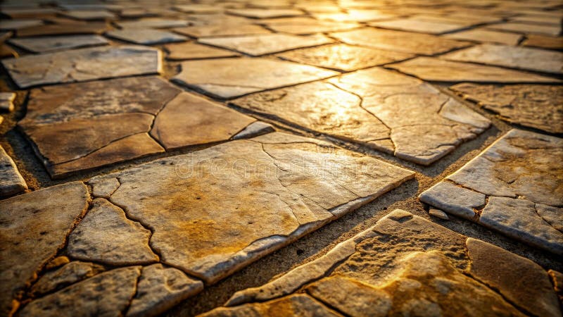 Golden Hour Pavement Irregular Stone Texture in Warm Sunset Light ...