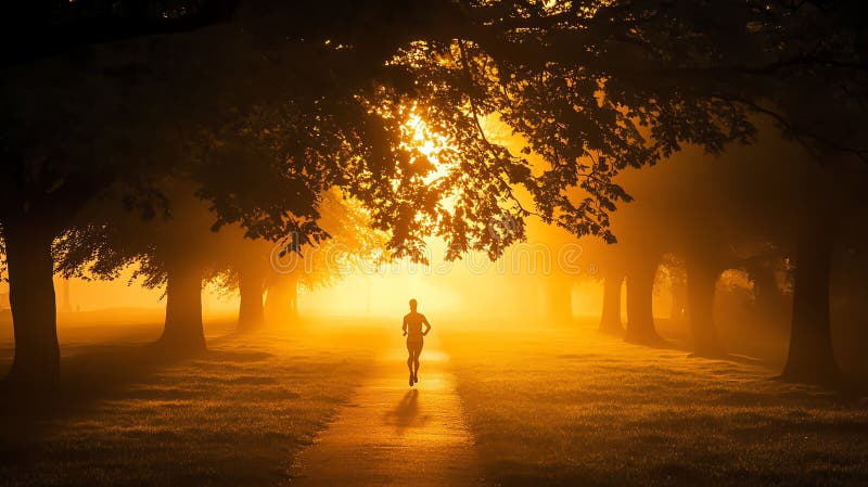 Golden Hour Runner Realistic Image Stock Image - Image of runner ...