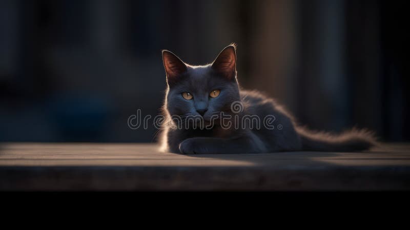 Golden Hour S Allure: Stunning Cat in the Spotlight Stock Illustration ...