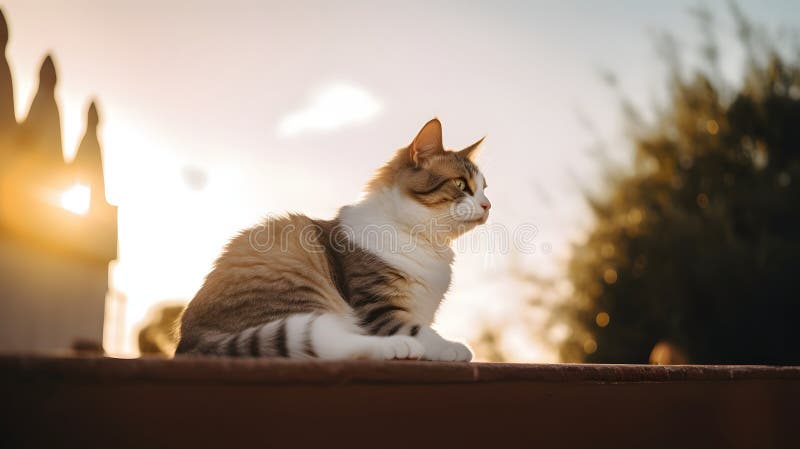 Golden Hour S Magic Captured: a Mesmerizing Cat Portrait Stock ...