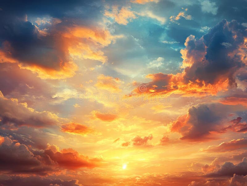 Golden Hour Sky, a Breathtaking Sunset with Dramatic Clouds Stock Photo ...