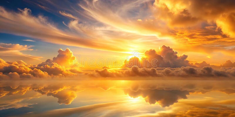 Golden Hour Sky Reflection a Serene and Breathtaking Celestial Panorama ...