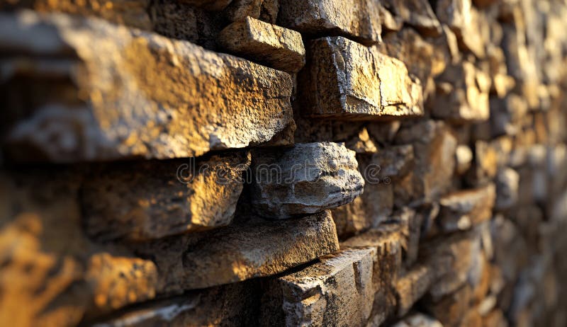 Golden Hour Stone Wall Texture Background- Rough, High Quality Image Stock Illustration ...