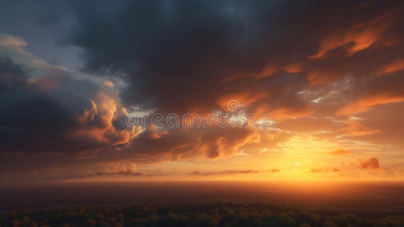 Golden Hour, a Stunning Sunset Sky Background Stock Illustration ...