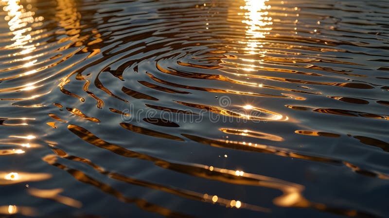 Golden-hour Sunlight Reflecting Off a Glass of Water Stock Illustration ...