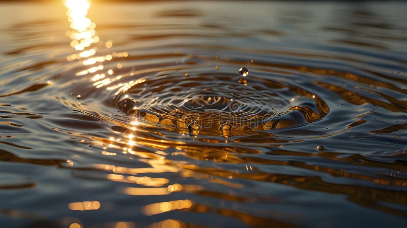 Golden-hour Sunlight Reflecting Off a Glass of Water Stock Illustration ...