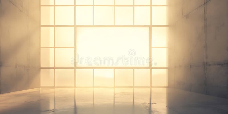 Golden Hour Sunlight Streaming through Modern Window Stock Illustration ...