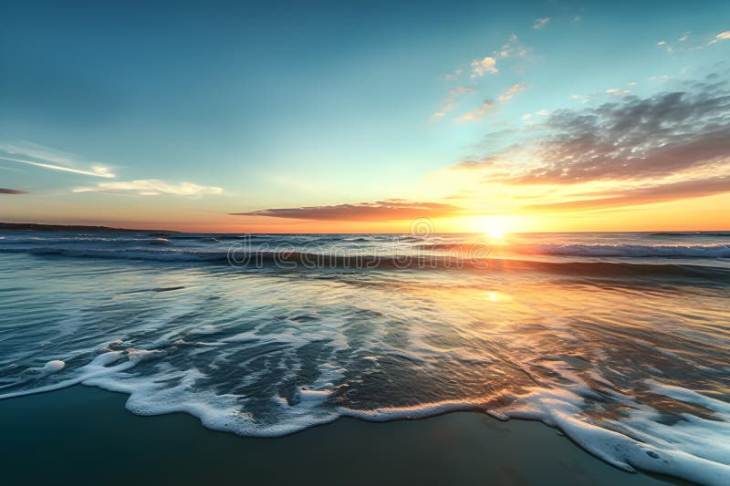 Golden Hour Sunset Over the Ocean. Created with Generative AI Stock ...