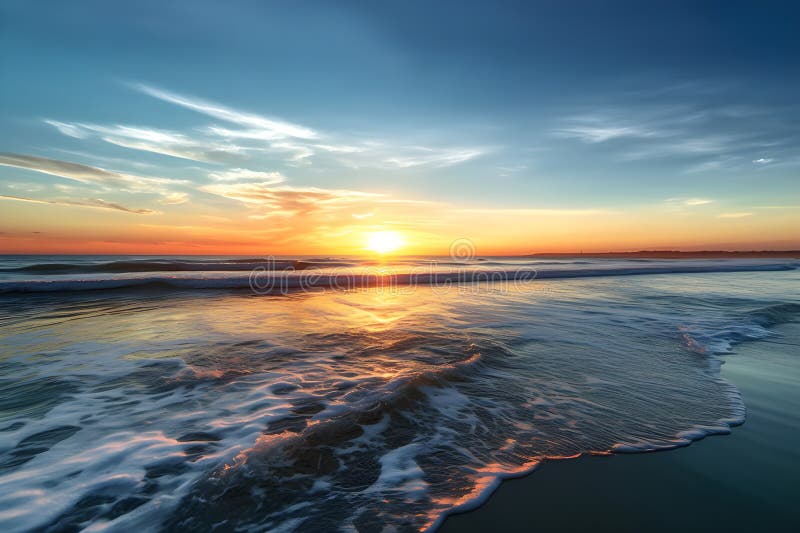 Golden Hour Sunset Over the Ocean. Created with Generative AI Stock ...