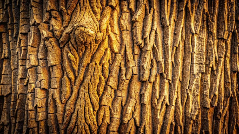 Golden Hour Tree Bark Texture a Detailed Close-up. Generative AI Stock ...