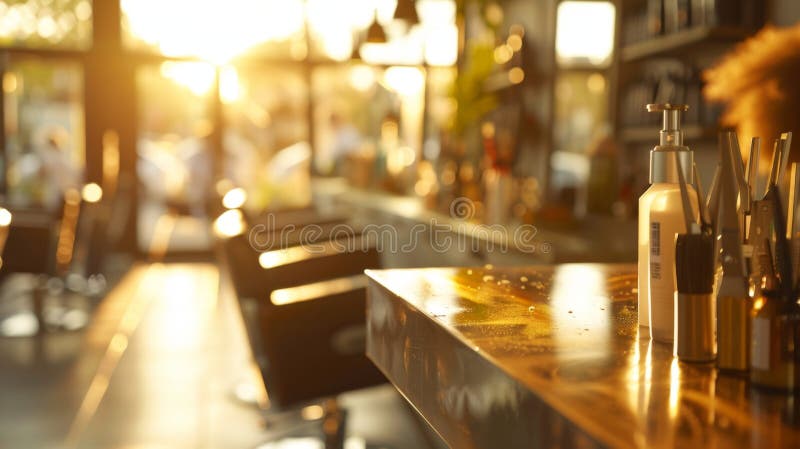 Golden Hour Warmth at a Cozy Bar Interior Stock Illustration ...