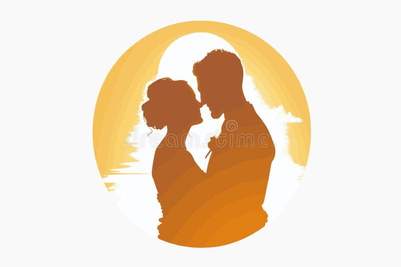 Golden Hour Wedding Photo with Dramatic Lighting Isolated Vector Style ...