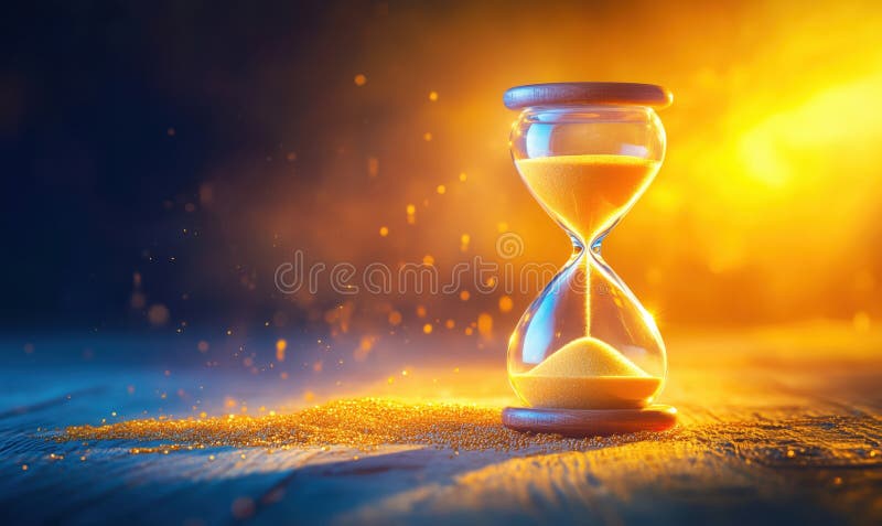 Golden Hourglass Symbolizing Time Passing with Warm Glowing Background ...