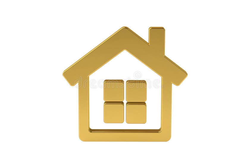 Golden House Icon,3D Illustration. Stock Illustration - Illustration of ...