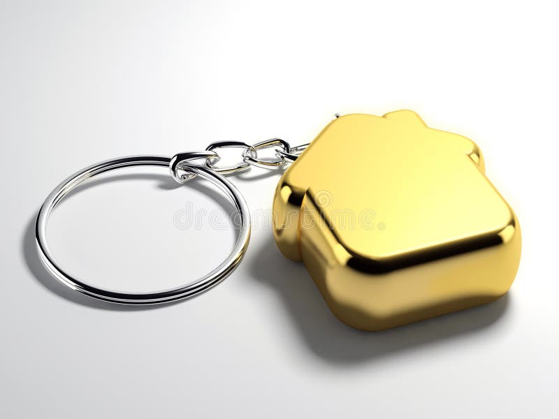 Golden House Key with Clipping Path Stock Illustration - Illustration ...