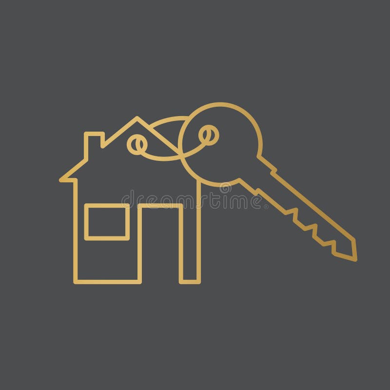 Golden house key icon stock vector. Illustration of closeup - 174419353