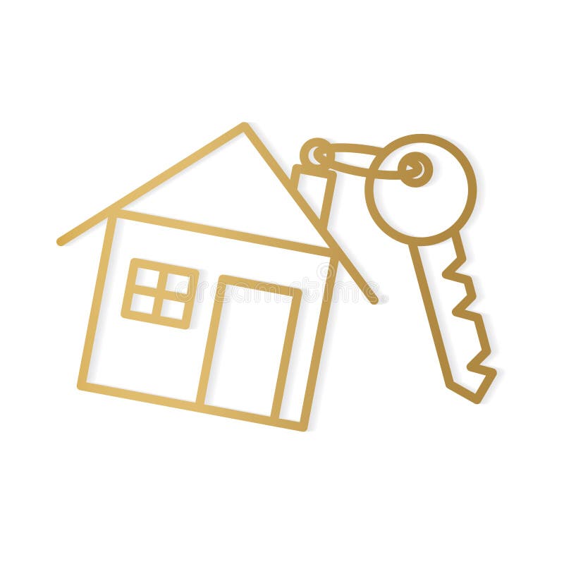 Golden house key icon stock vector. Illustration of closeup - 174419353
