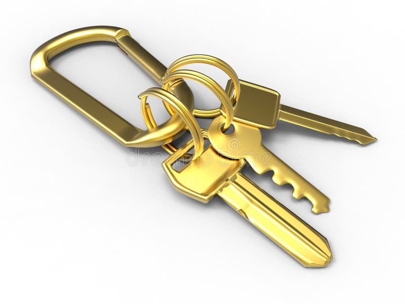 Golden House Key with Clipping Path Stock Illustration - Illustration ...
