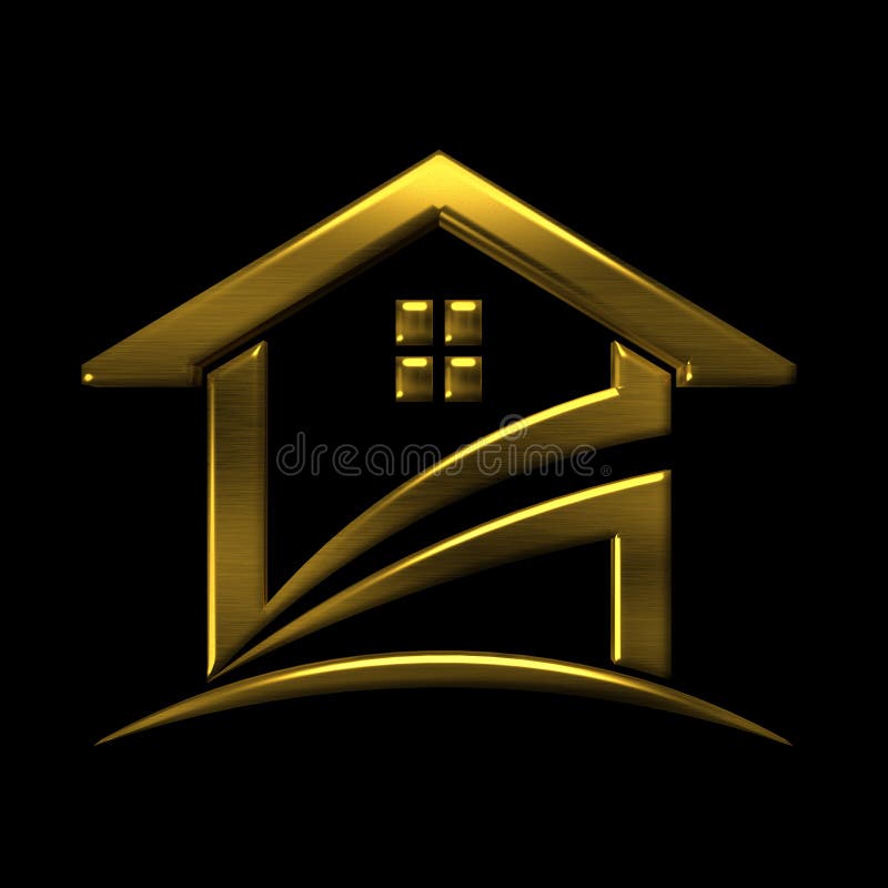 Golden Icon Houses 3D Illustration Logo Stock Illustration ...