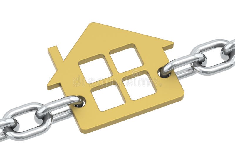 Golden House on the Metal Chain Stock Illustration - Illustration of ...