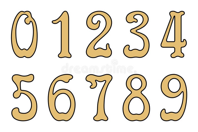 Golden House Number. Old Rustic Font Stock Vector - Illustration of ...
