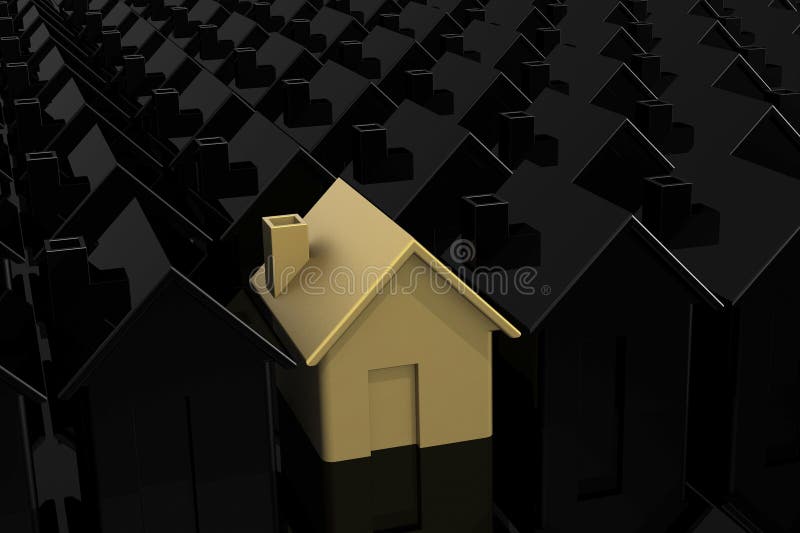 Golden House for Real Estate Concept Stock Illustration - Illustration ...