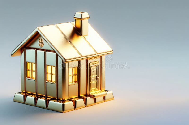 A Golden House Standing on Gold Bars. Stock Illustration - Illustration ...