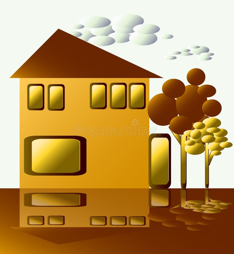 Golden House. stock vector. Illustration of sale, windows - 77551301
