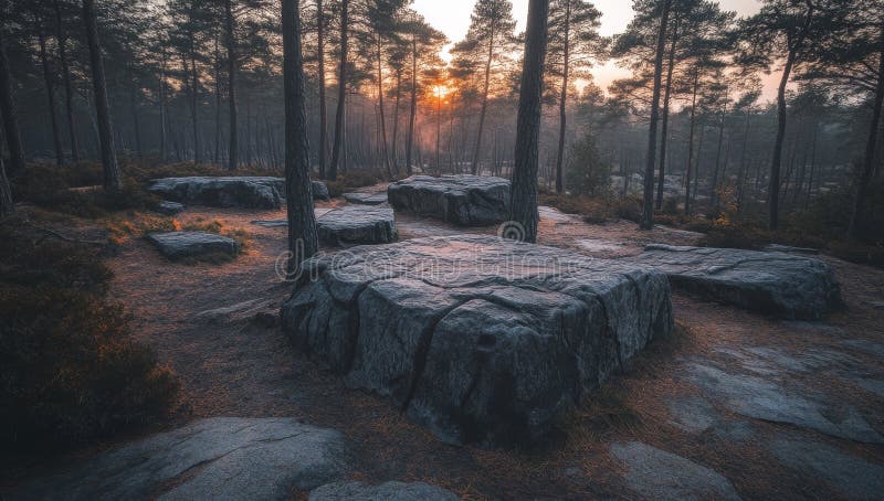 Golden Hues of Light Pass through the Forest S Stacked Log Pile, Ray ...