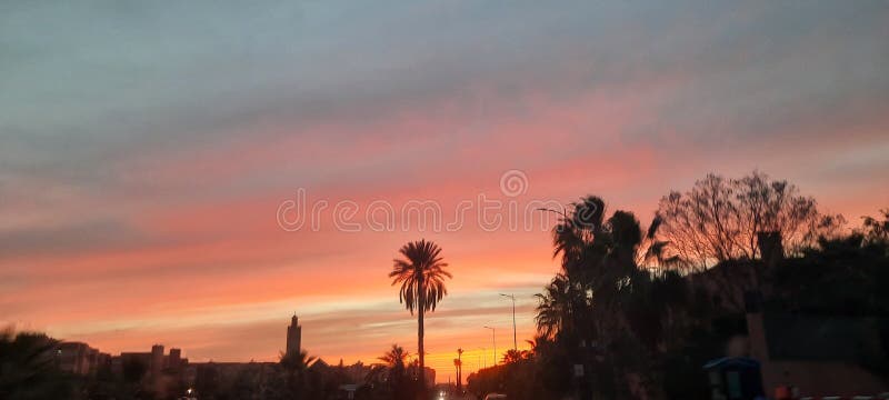 Golden Hues of Sunset in Marrakech Stock Photo - Image of marrakech ...