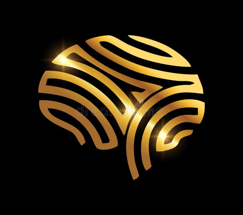 Golden Human Brain Logo Icon Stock Vector - Illustration of ...