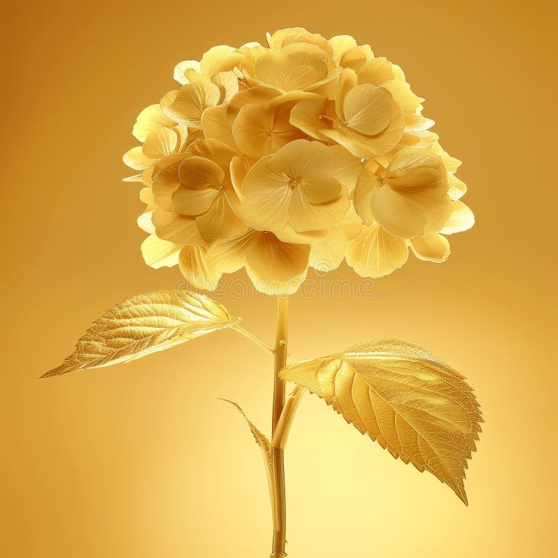 Golden Hydrangea Bloom a Single Flower Illuminated by Warm, Radiant ...