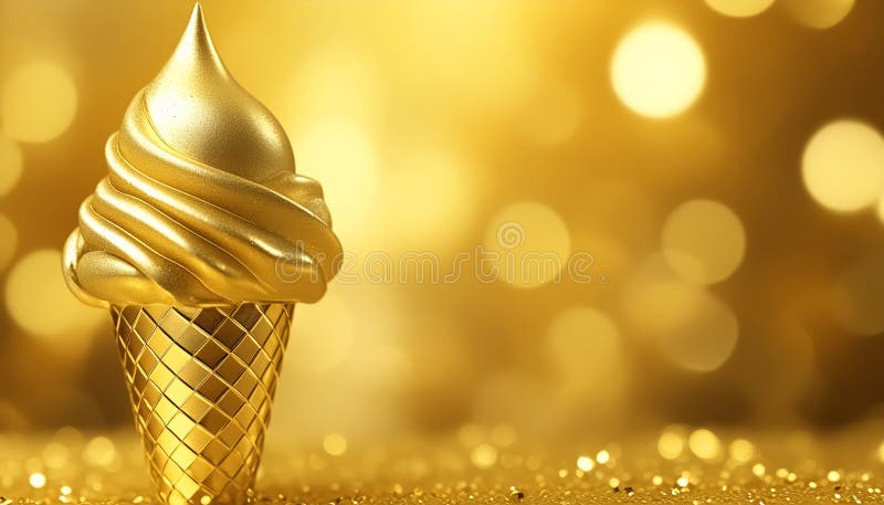 Golden ice-cream cone stock illustration. Illustration of rarefied ...