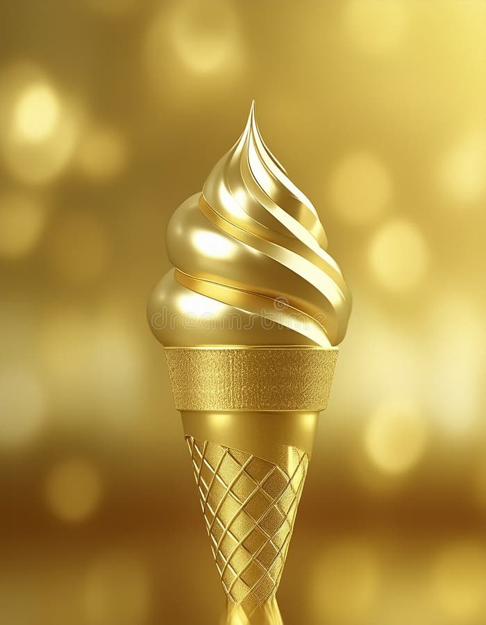 Golden ice-cream cone stock illustration. Illustration of detail ...