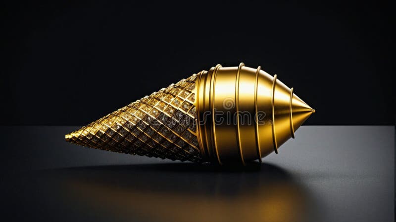 Golden ice cream cone stock illustration. Illustration of crystal ...